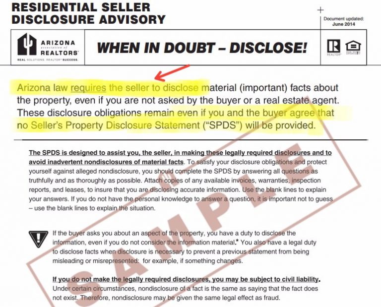 Home Seller Must Disclose Material Facts - Tempe Real Estate Agent ...